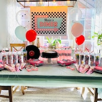 1950s Diner Party Sign - 50s Birthday Party Poster- Printable Sock Hop Soda Shop Backdrop ...