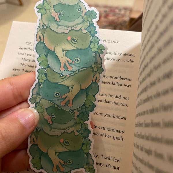 Frog Stack Bookmark Frog Art Cute Bookmark Laminated Cottagecore Book ...