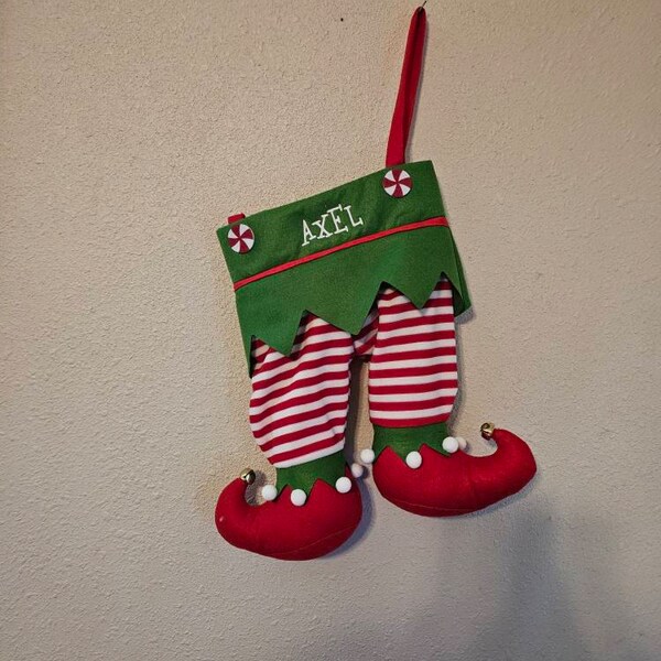 Personalized Christmas Stocking - Elf Pants Stocking - Embroidered ...
