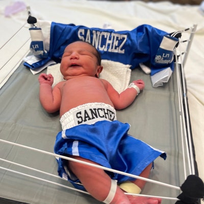 Newborn Knockout Boxing Set: Prop Baby Boxing Ring Personalized Robe ...