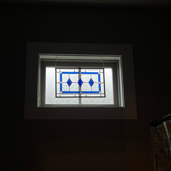 Iridescent Blue Stained Glass Panel - Home Decor - Etsy