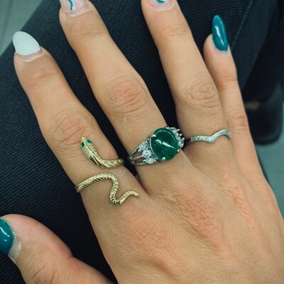 14K Gold Snake Ring, Wrap Snake Band, Circle Serpent Jewelry, Dainty ...