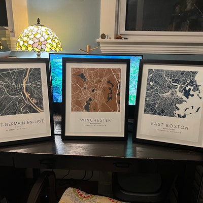 Set of 3 Custom Maps, City Map Prints, Custom Map Print, Custom Any ...