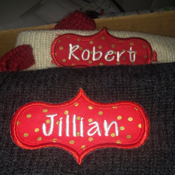Christmas Stocking Name Patch - Custom Personalized Embroidered Iron on ...
