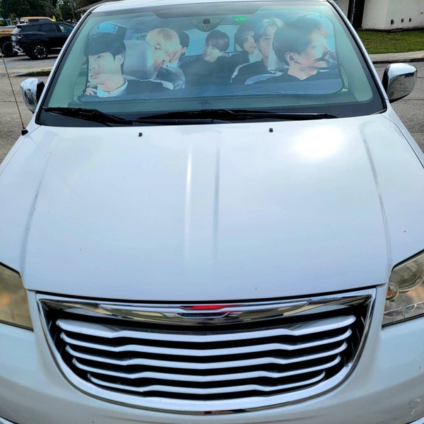 BTS Car Sun Shade - OT7 in the Car Driving - Now in 3 Sizes! BT21 Car ...