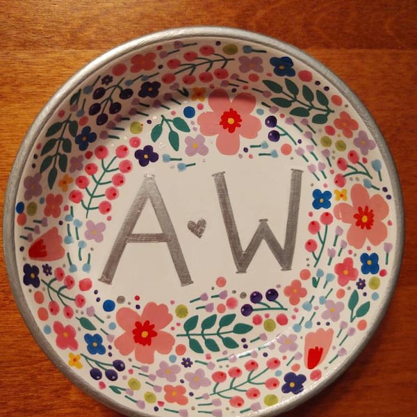 Retro Colorful Cocktail Trinket Dish, Hand Painted Clay Ring Dish, Bar ...
