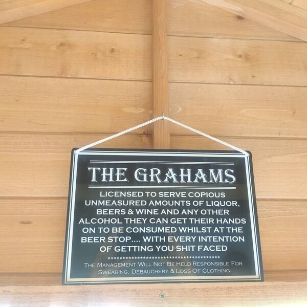 Personalised Licensee Aluminium Metal Sign Customised With Your Words ...