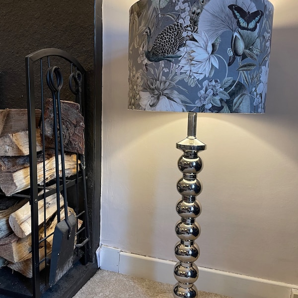 Peacock Pattern Lampshade, Grey Lampshade, Handmade Lampshade, Bird ...