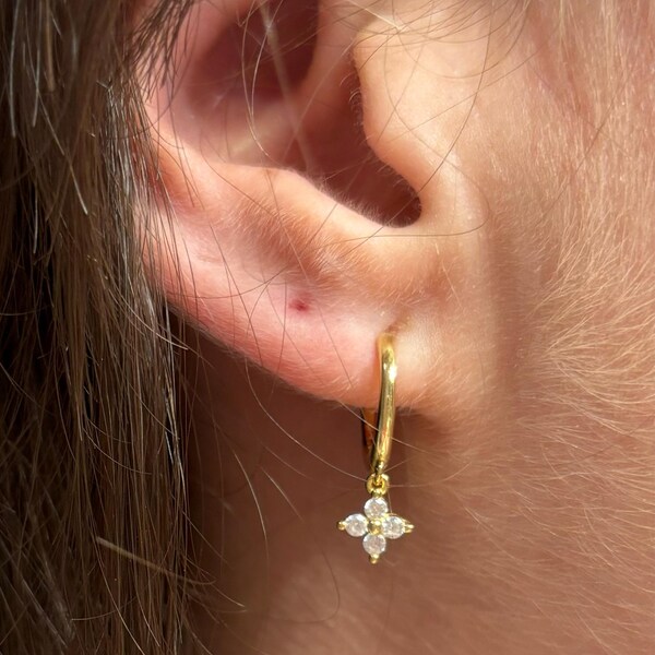 Tiny CZ Piercing * Helix Piercing * Gold Conch CZ Piercing * Sterling ...
