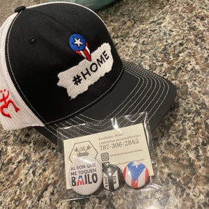 Set De 2 Botones De Puerto Rico, La Bandera Boricua Blanca Y Negra Y La ...