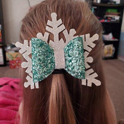 Digital SVG, DXF, PDF Winter Queen Hair Bow Template, Snowflake Bow ...