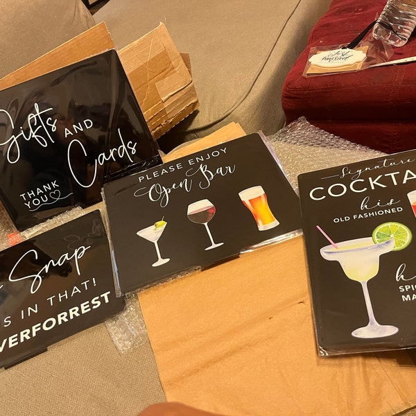 Please Enjoy Wine, Beer and Spirits - Open Bar Sign - Open Bar for ...
