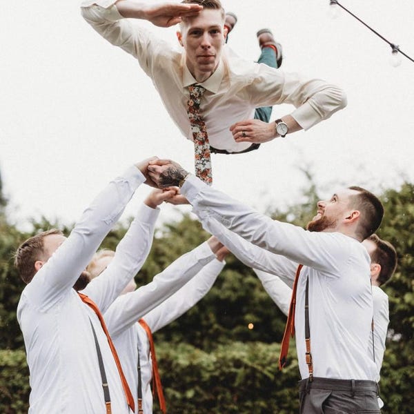 Rust Wedding Tie, Burnt Orange and Sage Floral Tie, Terracotta Floral ...