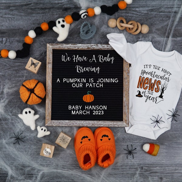 Editable Halloween Pregnancy Announcement, Digital Trick or Treat Baby ...