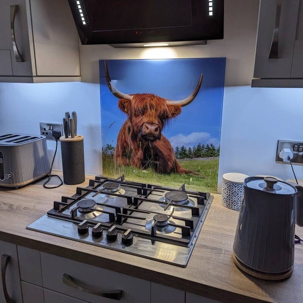 Kitchen Glass Splashback Toughened Tile Cooker Panel Any Size Highland ...