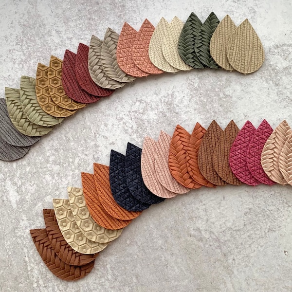 Fall Colors Leaf Teardrop Sample Pack, Palm Leaf Embossed Leather ...
