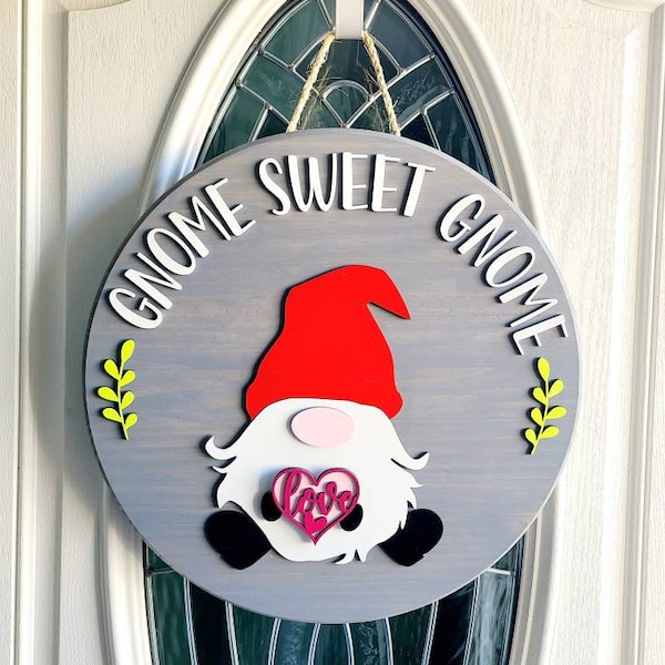 Gnome Welcome Sign With Interchangeable Pieces | Mother's Day Gift ...