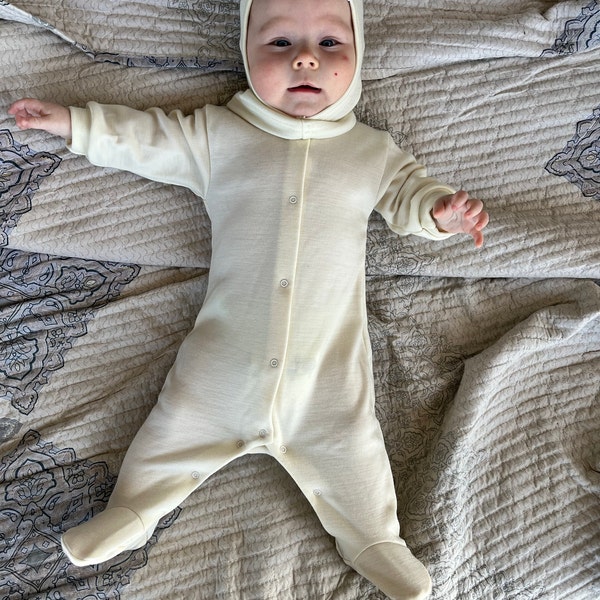 Merino Wool Romper/ Woollen Baby Romper/baby Overall/baby Long Sleeve ...