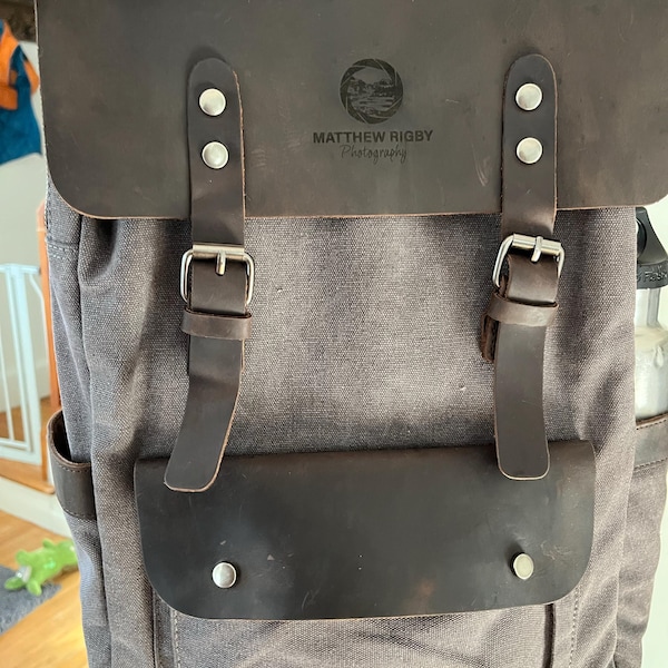 Personalized Full Grain Leather Backpack: Vintage Brown Travel Laptop ...