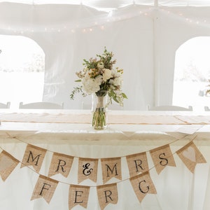 MR and MRS WEDDING Burlap Banner, Rustic Style Banner, Personalized ...
