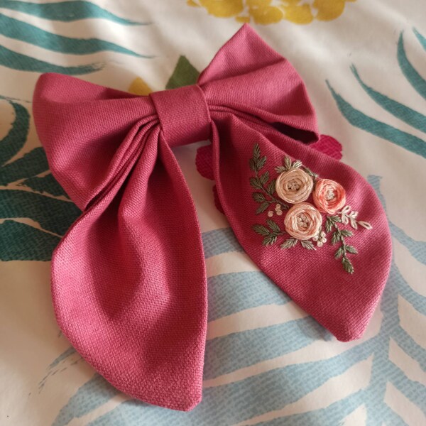 ROSE Bow Sewing Pattern With Embroidery, Video Tutorial, Doll Size Bow Included - Etsy