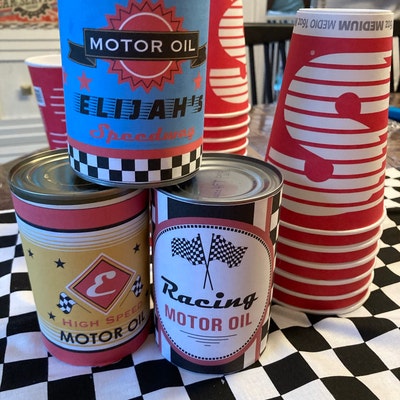 Motor Oil Can Wrappers Party Decoration Race Car Instant Printable - Etsy