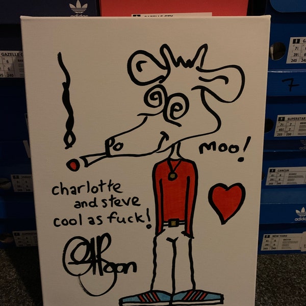 SMOKING COW Hand Made by Clint Boon. Cow Art on Canvas. Each Piece ...