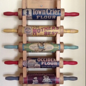 Multiple Rolling Pin Rack Wooden Rolling Pin Shelf Farmhouse Style ...