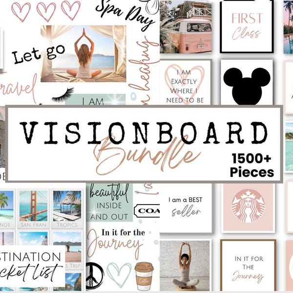 Vision Board Words Phrases and Affirmations Printable Kit for Creating ...