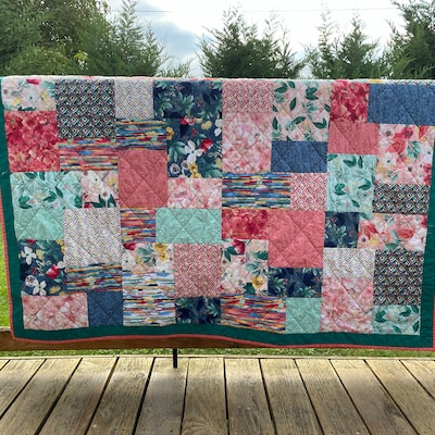 Big Block Quilt Pattern, Modern Mosaic, Big and Tall, Fat Quarter Throw ...