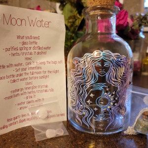 Moon Water Jar With Cork and Crystal Moon Water Bottle Kit - Etsy