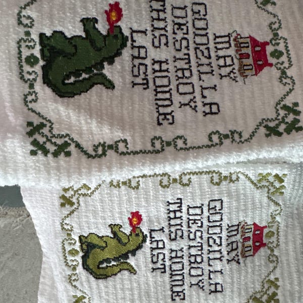 Embroidered 8 Bit Godzilla Beanie Hat Made in the USA - Etsy