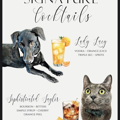 Signature Pet Cocktail Sign, Signature Pet Drinks, Signature Pets ...