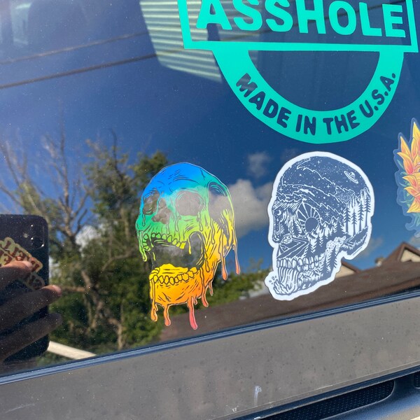 Rainbow Dripping Skull Vinyl Sticker (2.5"w X 4"h) - Etsy