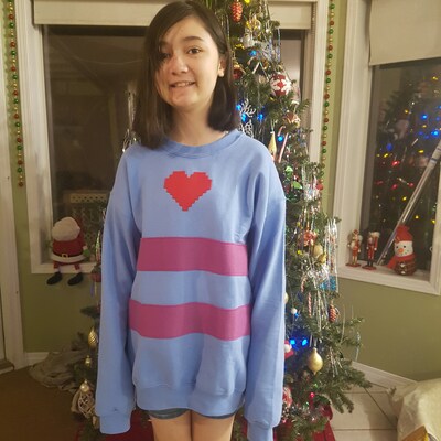 Frisk Shirt With Pixel Heart, Undertale Shirt, Frisk Heart Sweatshirt ...