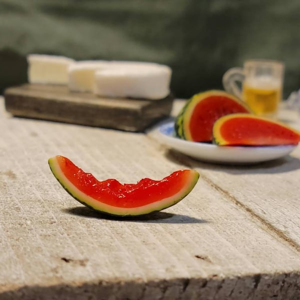 Piece of Watermelon Miniature Watermelon Fruit Clay Mini Fruit ...