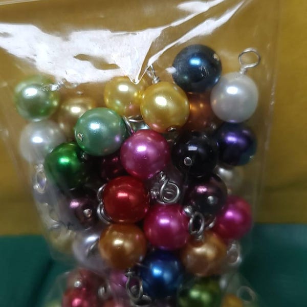 Bulk Bead Charms - Glass Pearls - 8mm Pearl Bead Dangles - DIY Charm ...