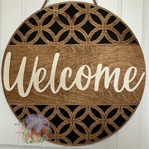 Welcome Modern Geometric Sign, Digital Download, Round Door Hanger Svg ...