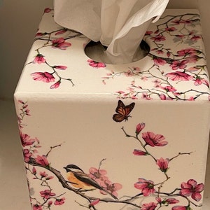 Titmouse Bird Tissue Box Cover / Holder Cube Wooden Gift for | Etsy