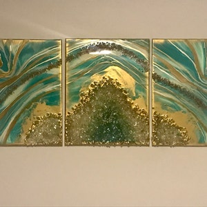 Teal Geode / Ocean Geode / Blue Geode /resin Geode / Geode Painting ...