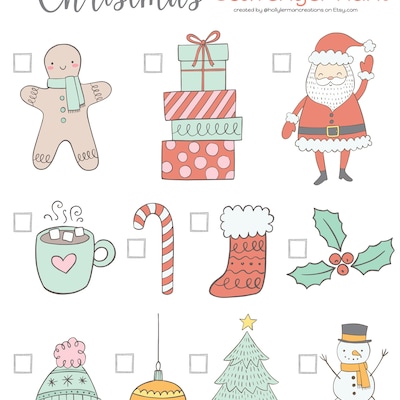 Christmas Clip Art Commercial Use, Doodle Winter Clipart, Scandinavian ...