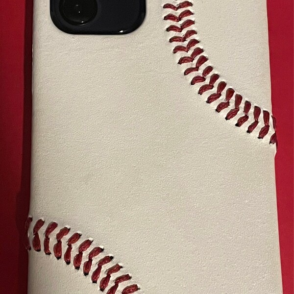 Leather Baseball iPhone Case / Raised Red Hand Stitching / Gift for ...