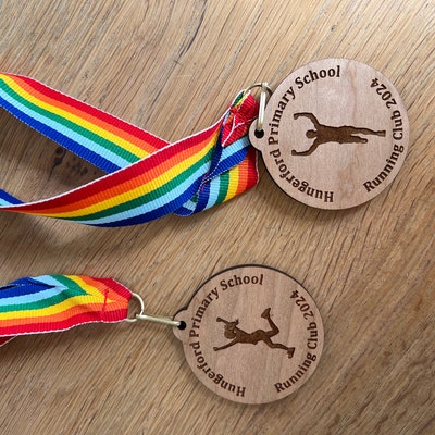 Wooden School Sports Day Medals 55mm Comes Complete With Ribbon ...