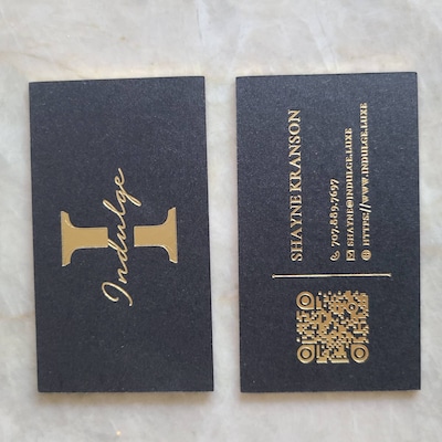 100 Luxury Gold Foil Business Cards Design and Print, QR Calling Cards ...