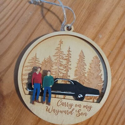 Supernatural Christmas Ornament, Sam, Dean and Baby, Handmade Wooden ...