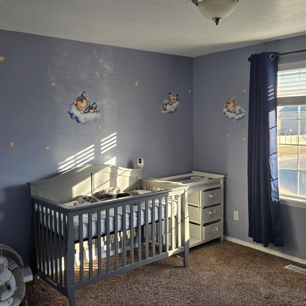 Sleeping Safari Animals, Nursery Wall Decal, Wild Watercolor Animal ...