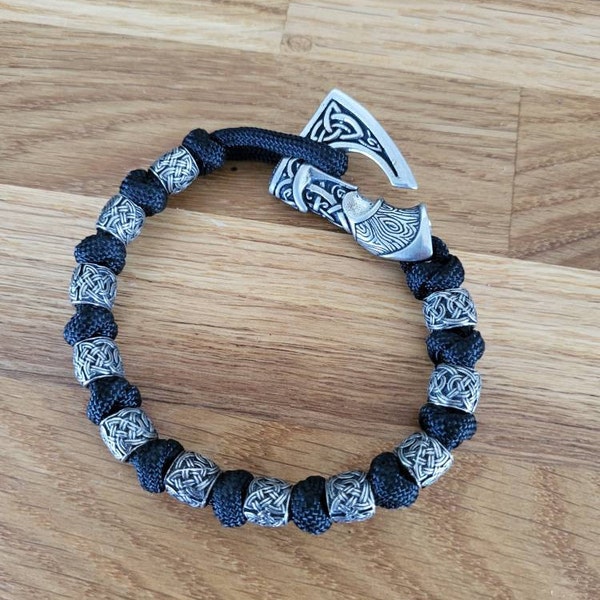 Black Viking Bangle. Mens Accessory. Biker Style. Paracord Jewelry. - Etsy