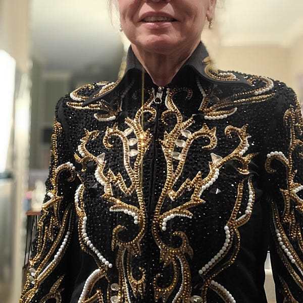Grey & Black Western Show Jacket , Rodeo Queen Horse Riding Jacket ...
