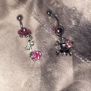 Y2k 2000s Silver Bratz Inspired Silver Diamond Rhinestone Butterfly Bow Heart Belly Button ...