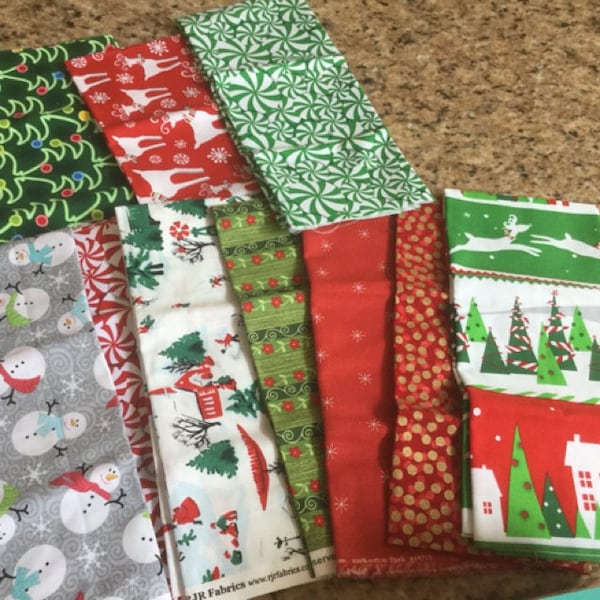 10 Fat Quarters - Christmas Holiday Festive Winter Assorted Quality ...